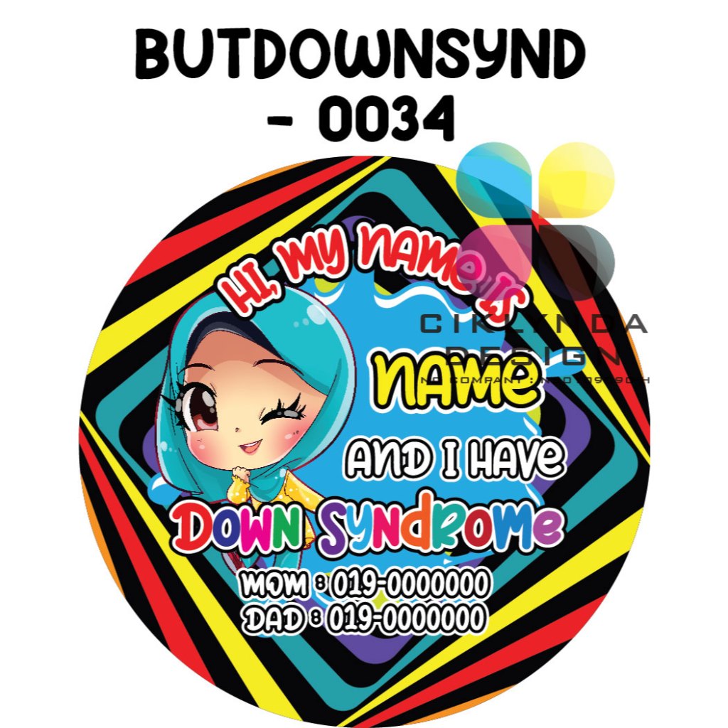 BUTTON BADGE SAFETY PIN - DOWN SYNDROME NAME KID (GIRL) | Shopee Malaysia