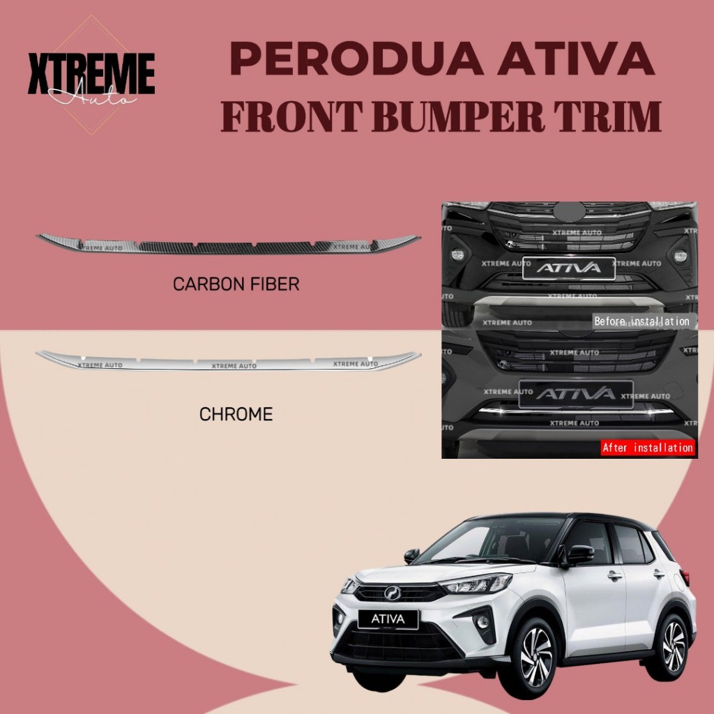 XTREME AUTO PERODUA ATIVA CAR FRONT BUMPER TRIM ACCESSORIES | Shopee ...