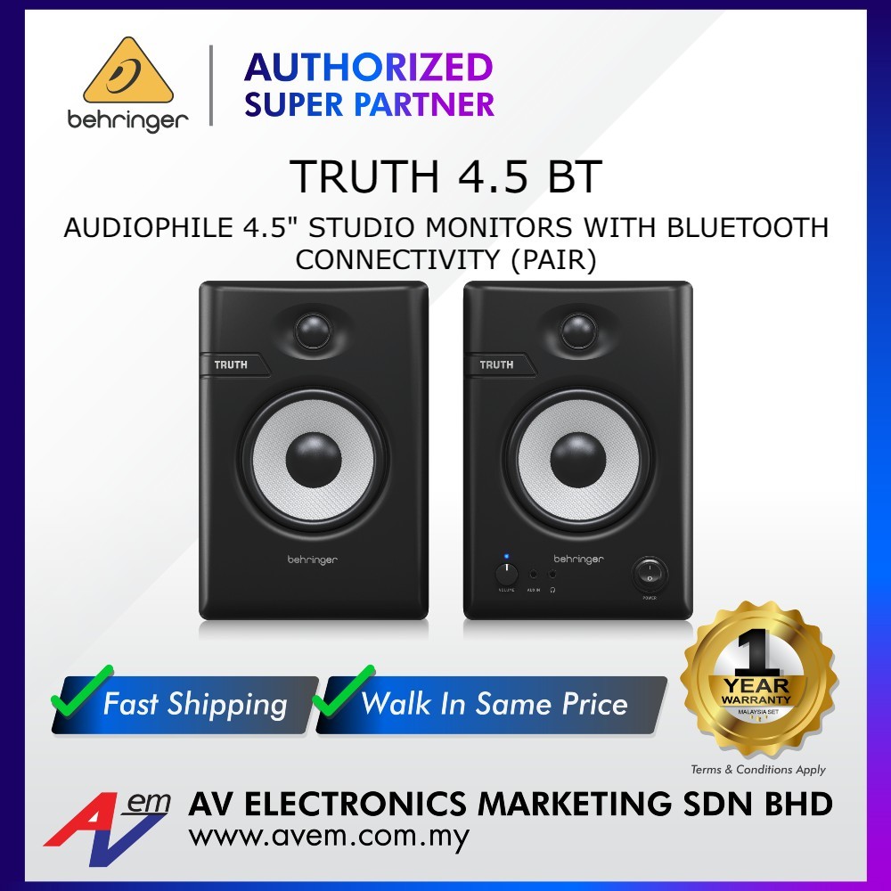 BEHRINGER TRUTH 4.5 BT Audiophile 4.5" Studio Monitors with Bluetooth (Pair) | Shopee Malaysia