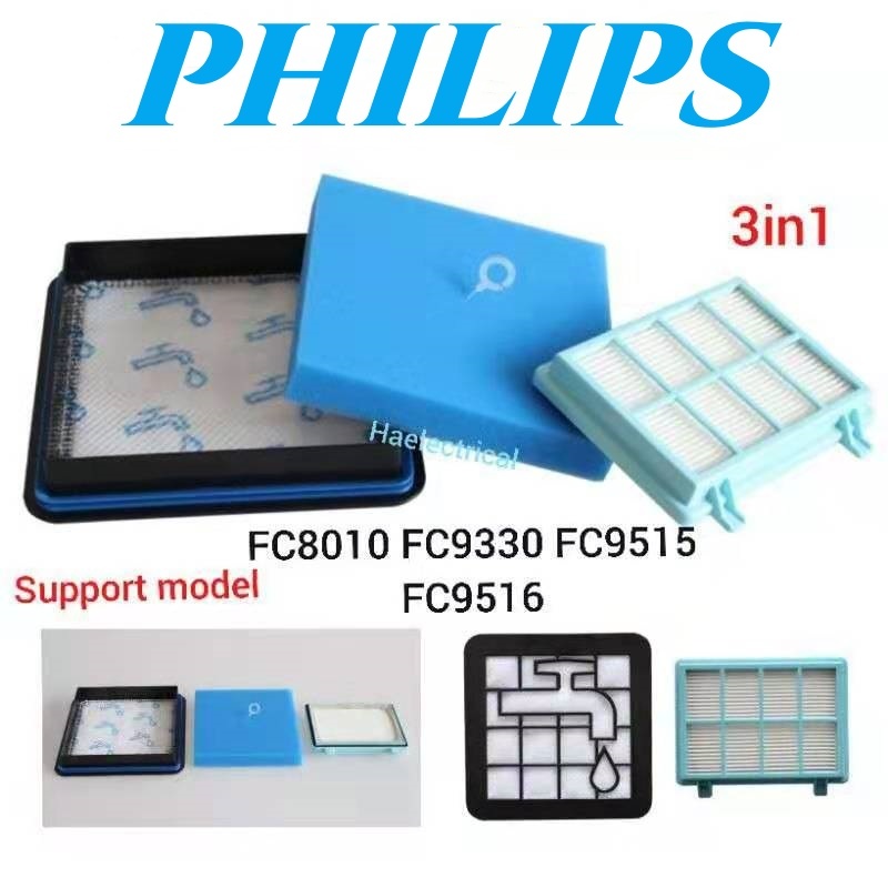 Philips Vacuum Filter (1Set-3Filter) FC8010 FC9330 FC9515 FC9516 FC9350 ...