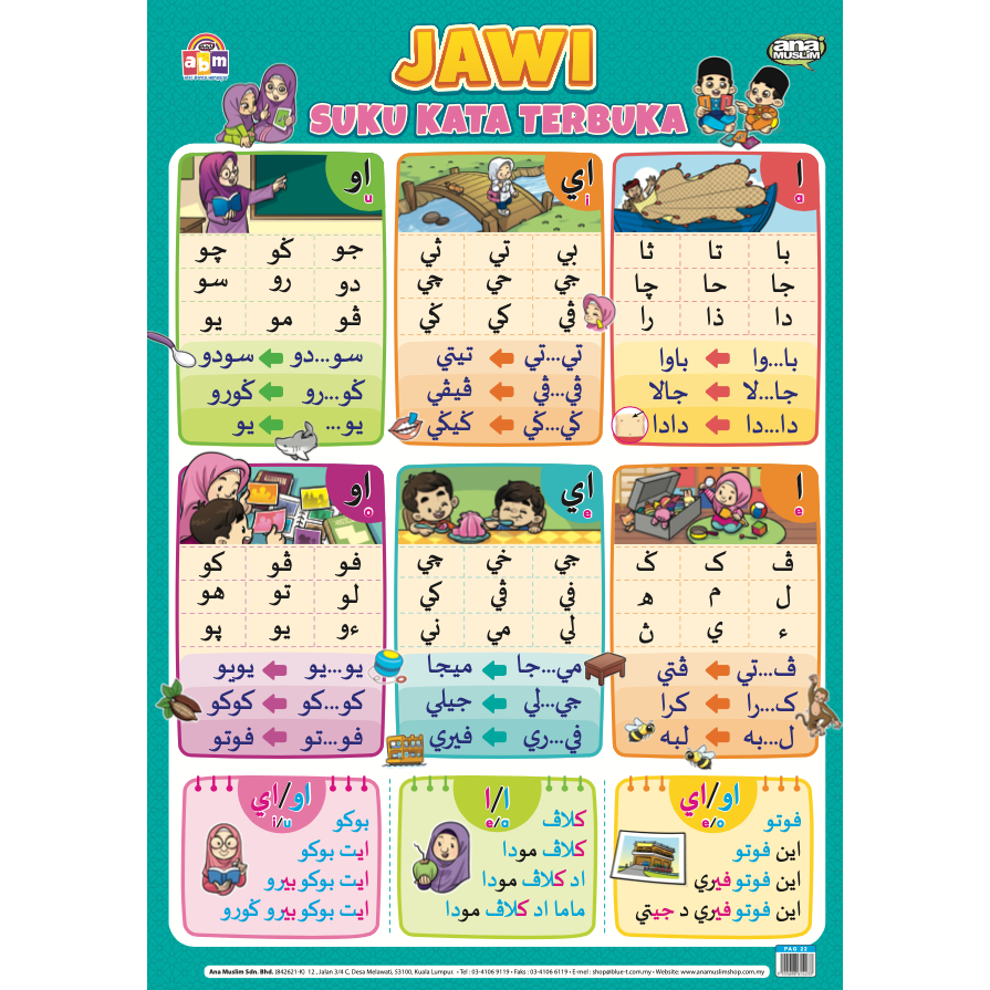POSTER MEMBACA ANA MUSLIM - JAWI - SUKU KATA TERBUKA ALAT BANTUAN ...