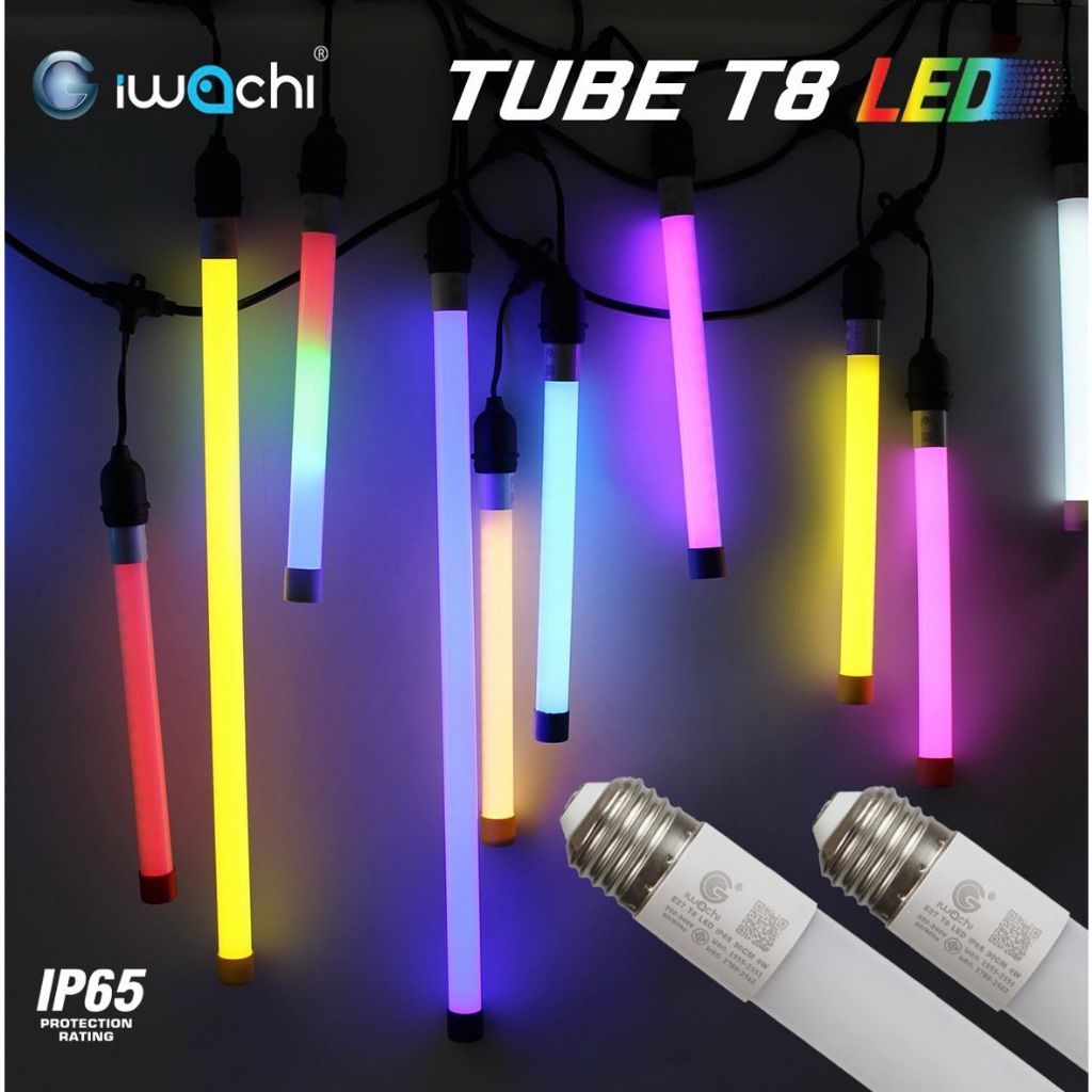 IWACHI 1FT COLOR LED TUBE LAMP E27 DECORATION LIGHT RGB INDOOR OUTDOOR ...