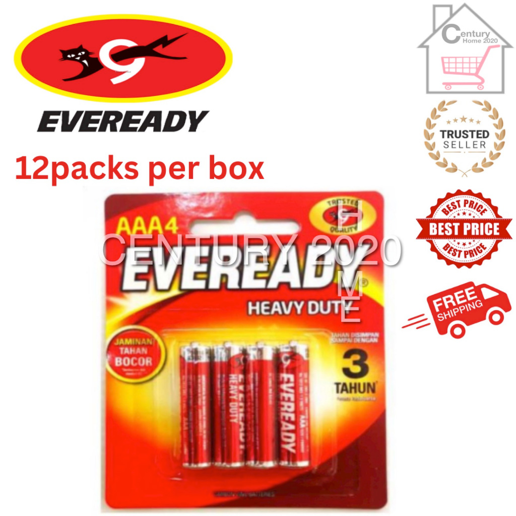 EVEREADY AAA/AA Battery Heavy Duty R03 AAA/AA Battery 1012 BP4 12packs ...