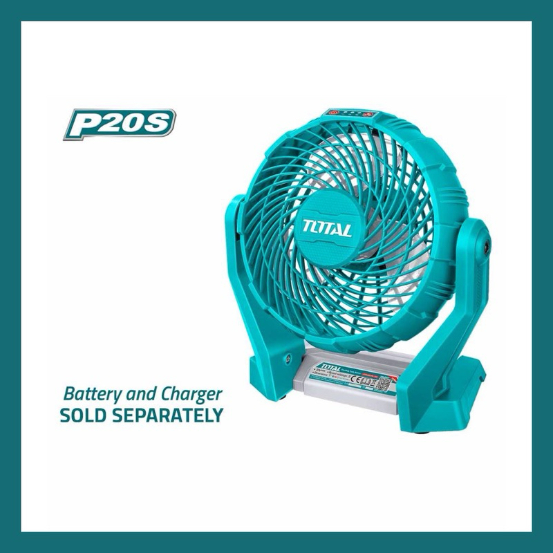 TOTAL Cordless Rechargeable Battery Fan(7”) 20V / Portable Fan / Work ...