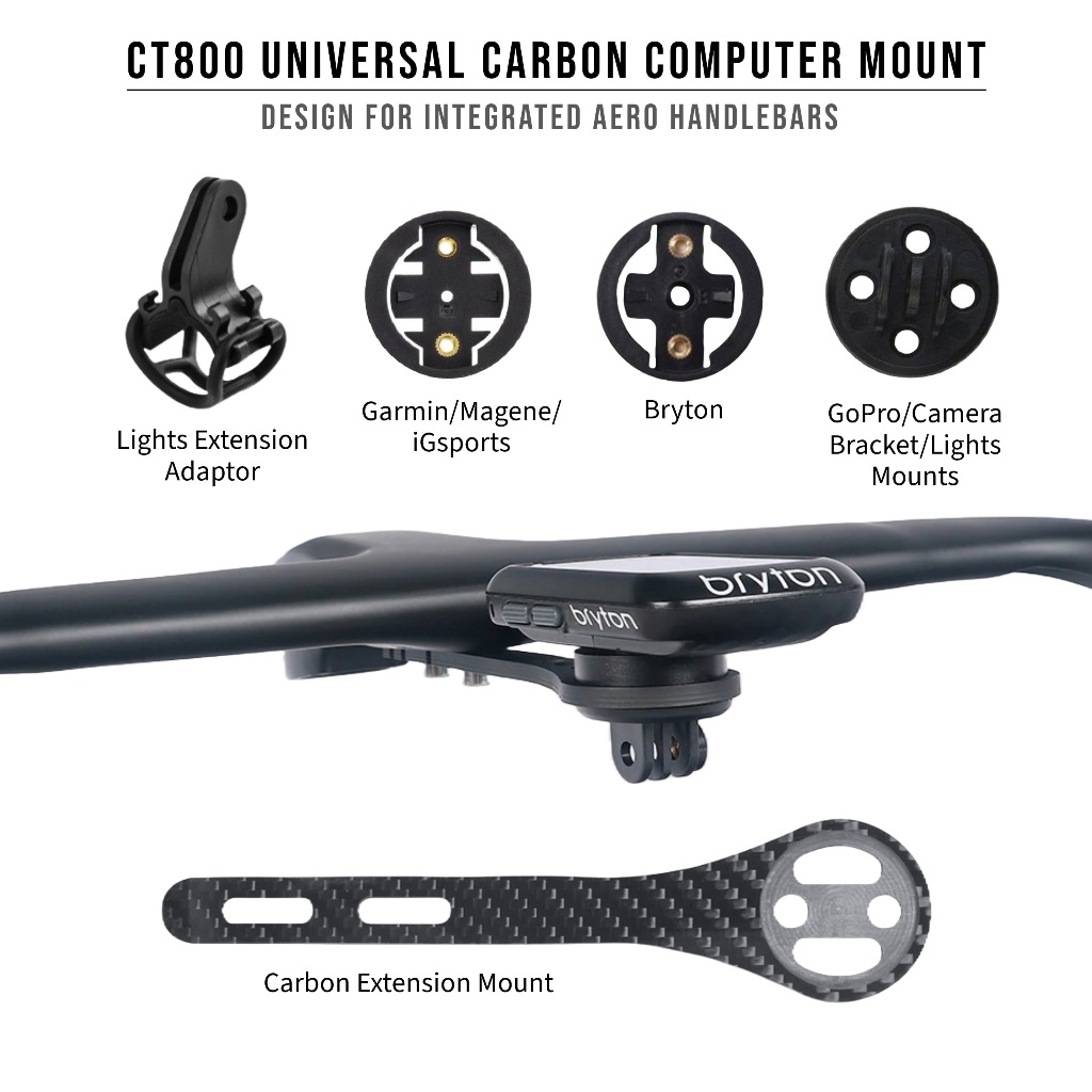 CT800 Universal Carbon GPS Bike Computer Mount Aero Handlebars Mount ...
