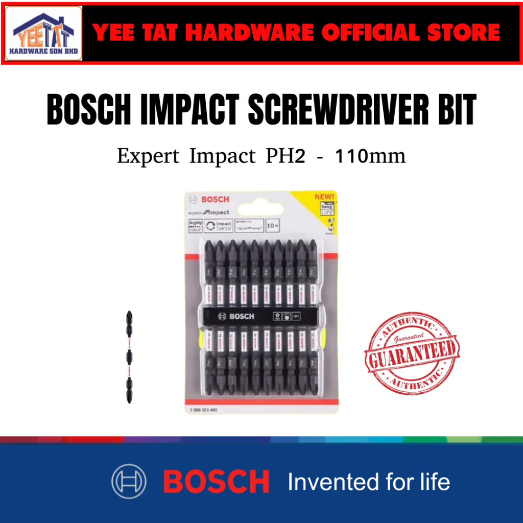 [ BOSCH ] IMPACT SCREWDRIVER BIT Expert Impact PH2 - 110MM (2608522406 ...