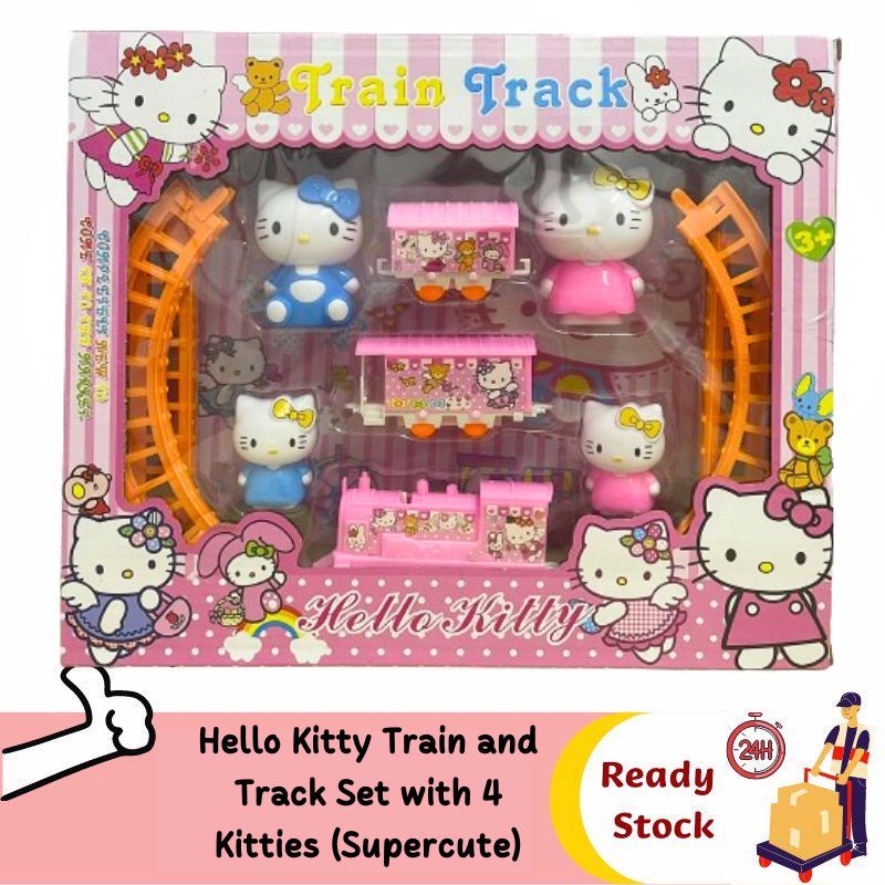 Hello Kitty Train and Track Set with 4 kitties Mainan kereta api kanak ...