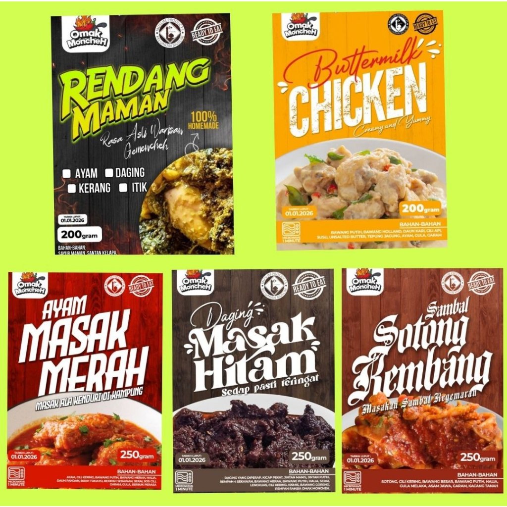 ANEKA LAUK OMAK MONCHEH (RENDANG MAMAN, SAMBAL SOTONG, DAGING MASAK ...