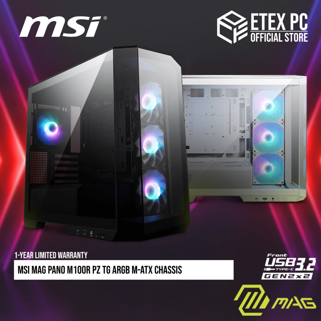 MSI MAG PANO M100R PZ TG ARGB mATX PC Case - Black / White # MSI MAG PANO M100R PZ | Shopee Malaysia