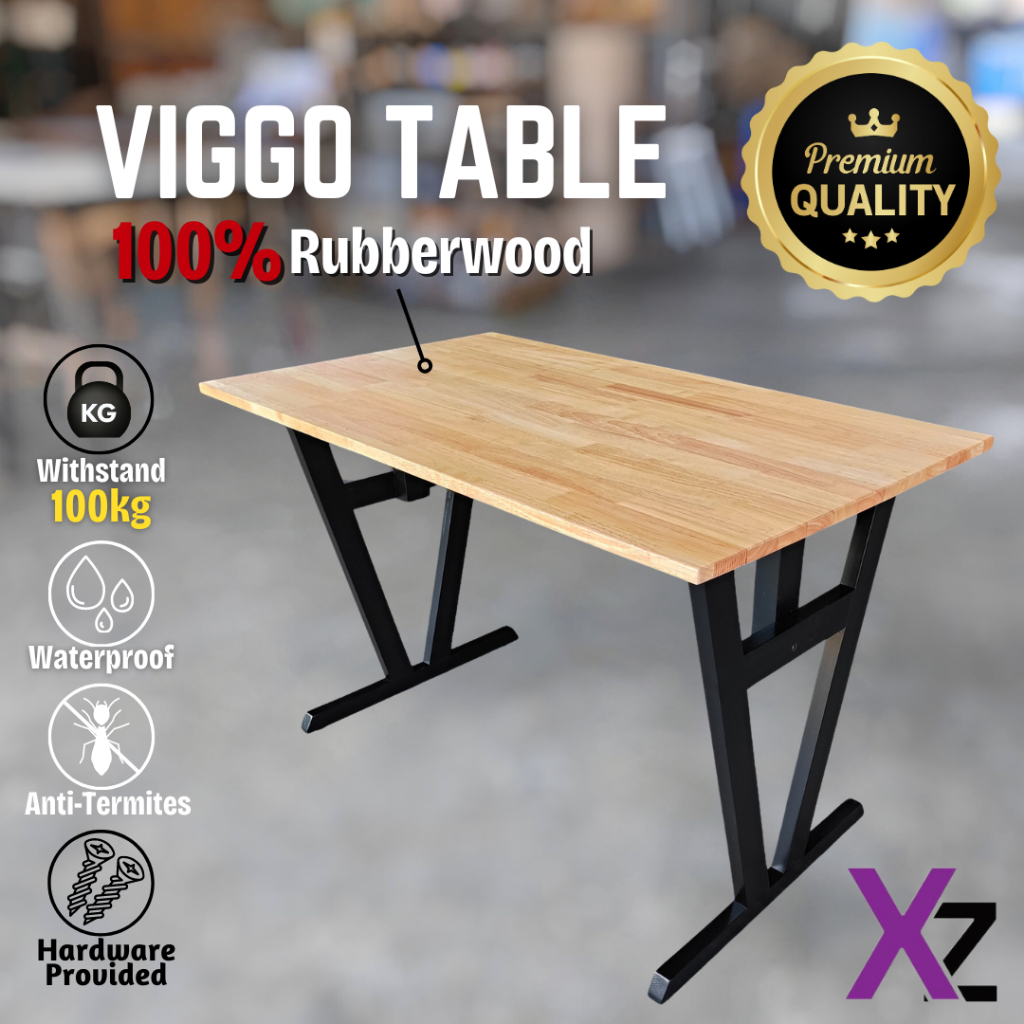 𝗫𝗭 Viggo Table made of Premium Solid Rubberwood Dining Table PC Table Study Table Gaming Table ...