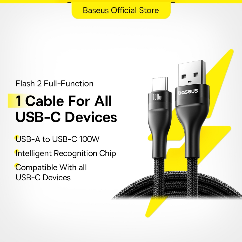 Baseus 100W All Compatible Fast Charging USB to Type-C Data Cable ...
