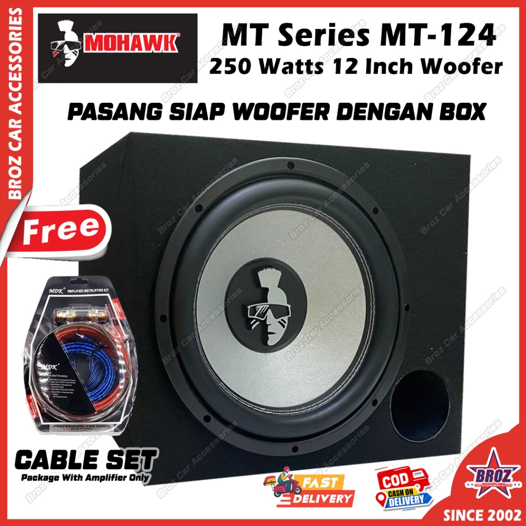 MOHAWK MT SERIES MT-124 12 inch Subwoofer 250 Max Power Car Woofer ...