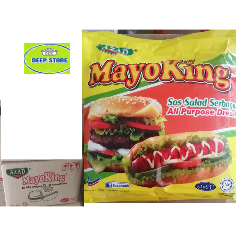 AZAD MAYOKING MAYONNAISE | MAYOKING MAYONIS | AZAD SOS SALAD SERBAGUNA 3KG(1kgX3 pek) | Shopee ...
