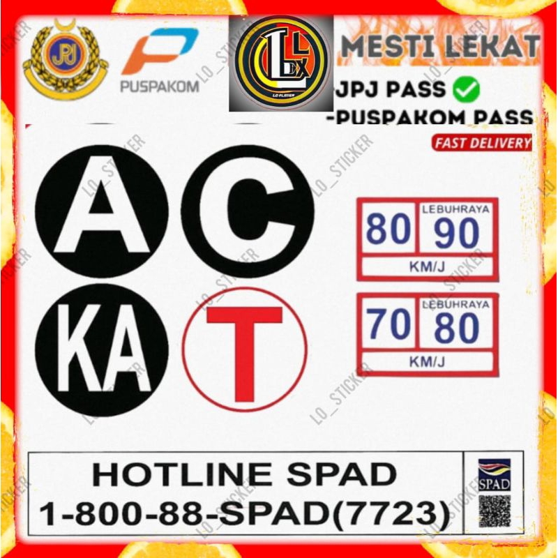 JPJ Genuine 100％ JPJ pass pro Lorry Sticker PUSPAKOM JPJ Pass A CT KA 70/80 80/90Hotline SPAD ...