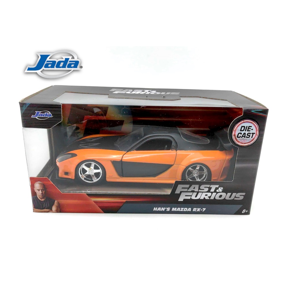JADA 1:32 FAST & FURIOUS METAL DIE CAST HAN'S MAZDA RX-7 (ORANGE) CAR MODEL COLLECTION 30736 ...