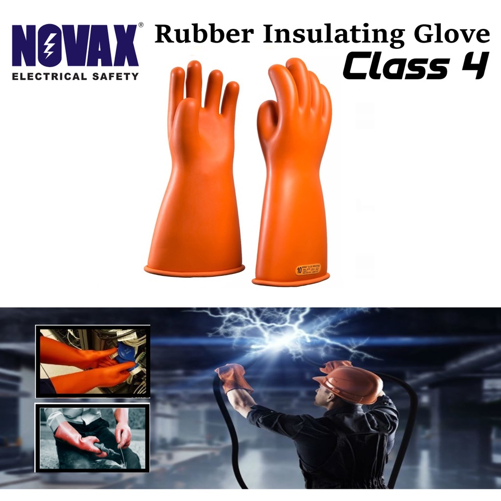 NOVAX RUBBER INSULATING GLOVE CLASS 4 (36KV), SARUNG TANGAN ELEKTRIK | Shopee Malaysia