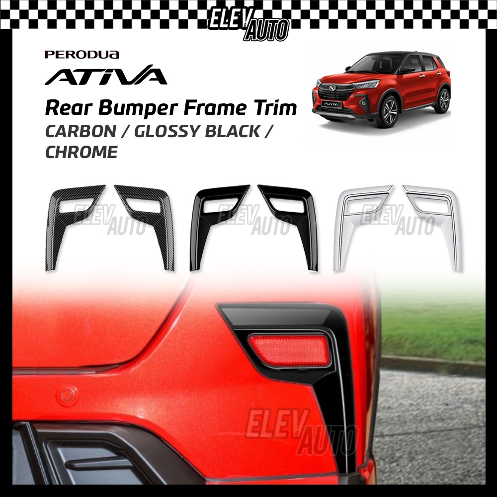 Perodua Ativa Rear Bumper Reflector Frame Trim Carbon Fiber Chrome ...