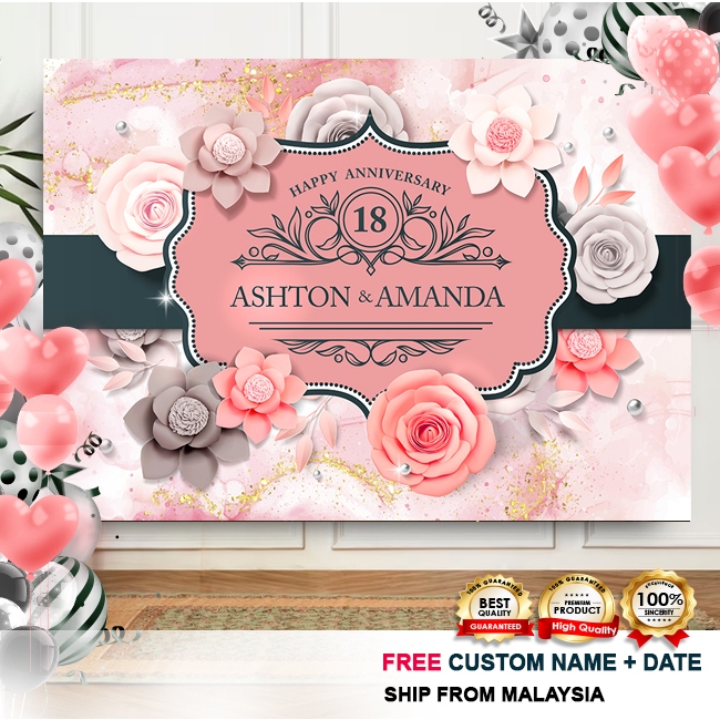 Banner / Anniversary Backdrop / Majlis Ulang Tahun - Anniversary / Love ...