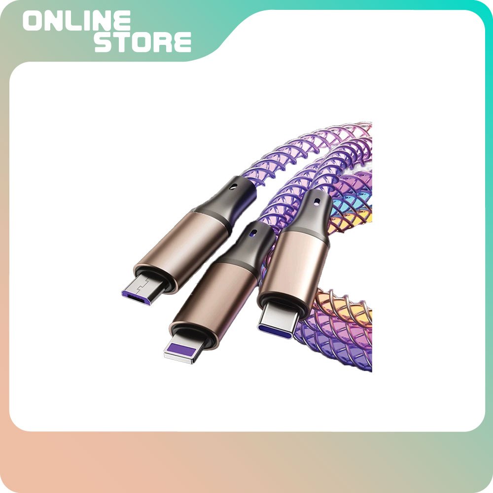 RGB Super Fast Charging Cable Type-C (6A/66W) 3in1 Cable | Shopee Malaysia