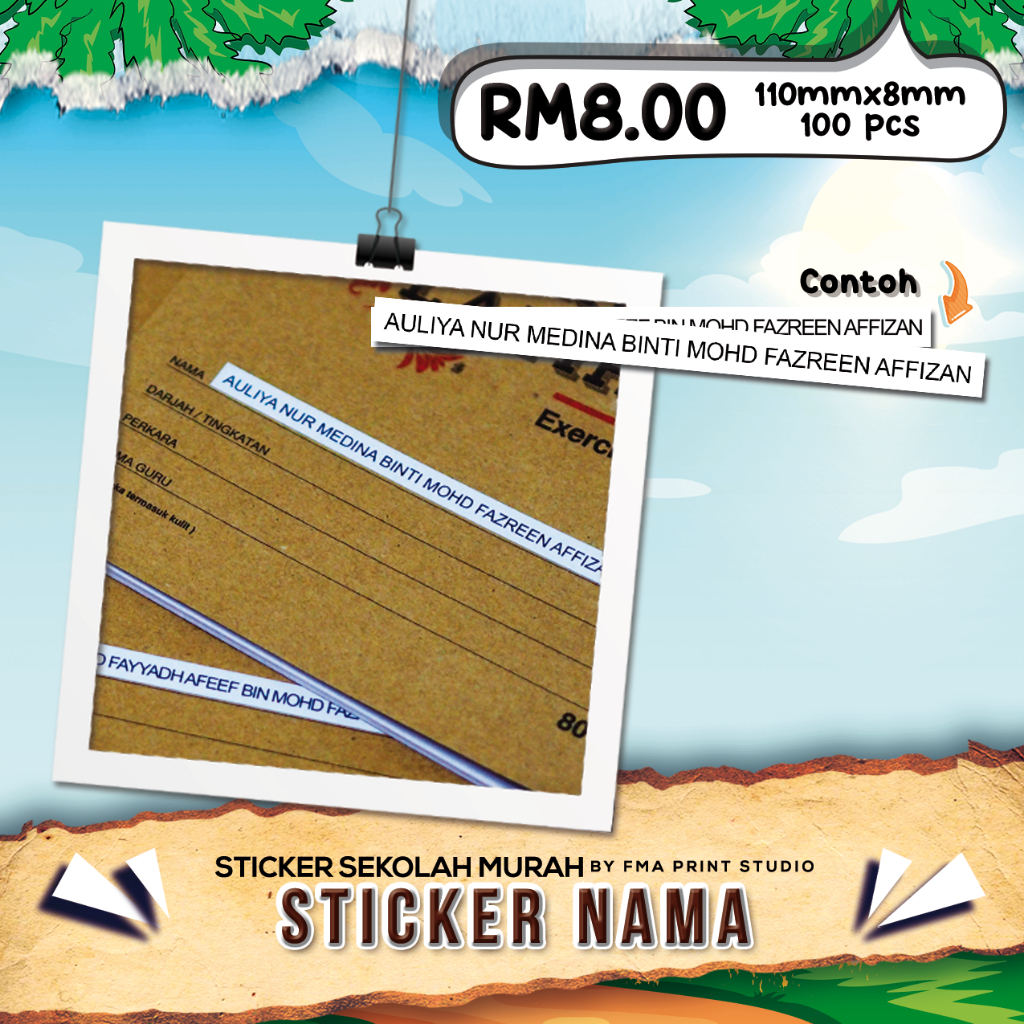 Sticker Label Buku Alat Tulis Pensel Peralatan Nama Sekolah (90-100pcs ...