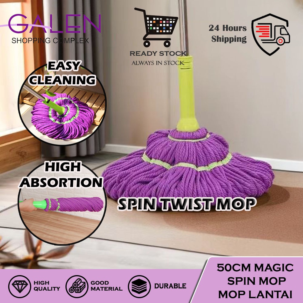 Margic Mops Set Twist Mop Water Locking Mop No Hand Wash Lantai Magic ...