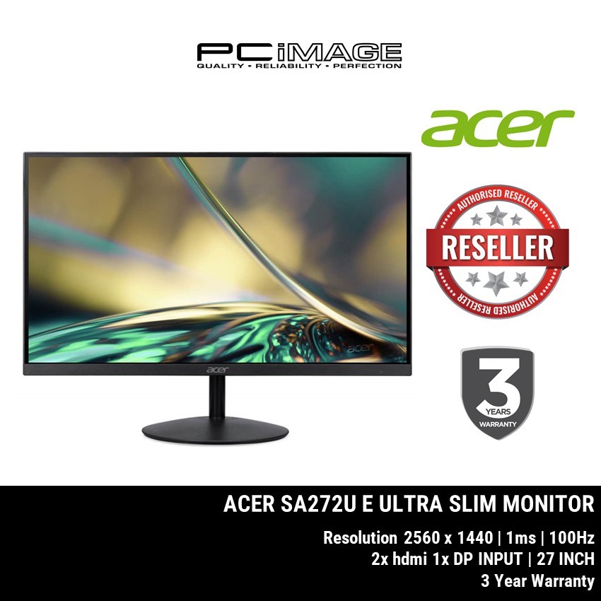 ACER ULTRASLIM SA272U MONITOR (27"/2560X1440/1MS/100HZ/HDMI/DP/IPS ...