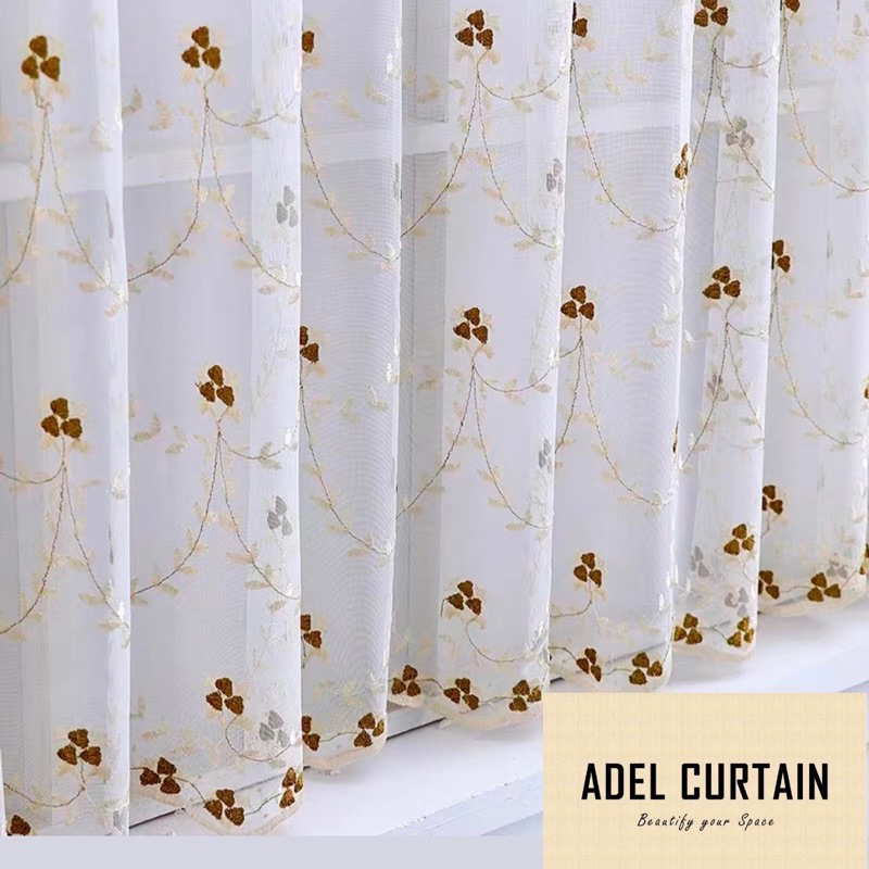 LOVELY [Kain Sahaja] Bidang 110" Kain Langsir Lace Sulam Corak Bunga ...