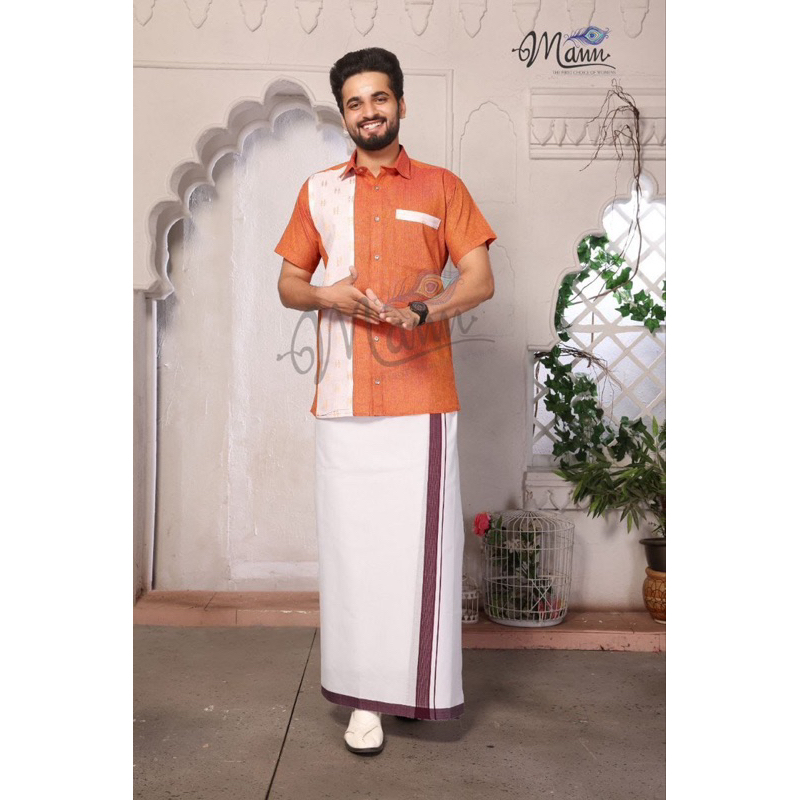 Man's Shirt With Dhoti Vesthi Cateloge | Shopee Malaysia