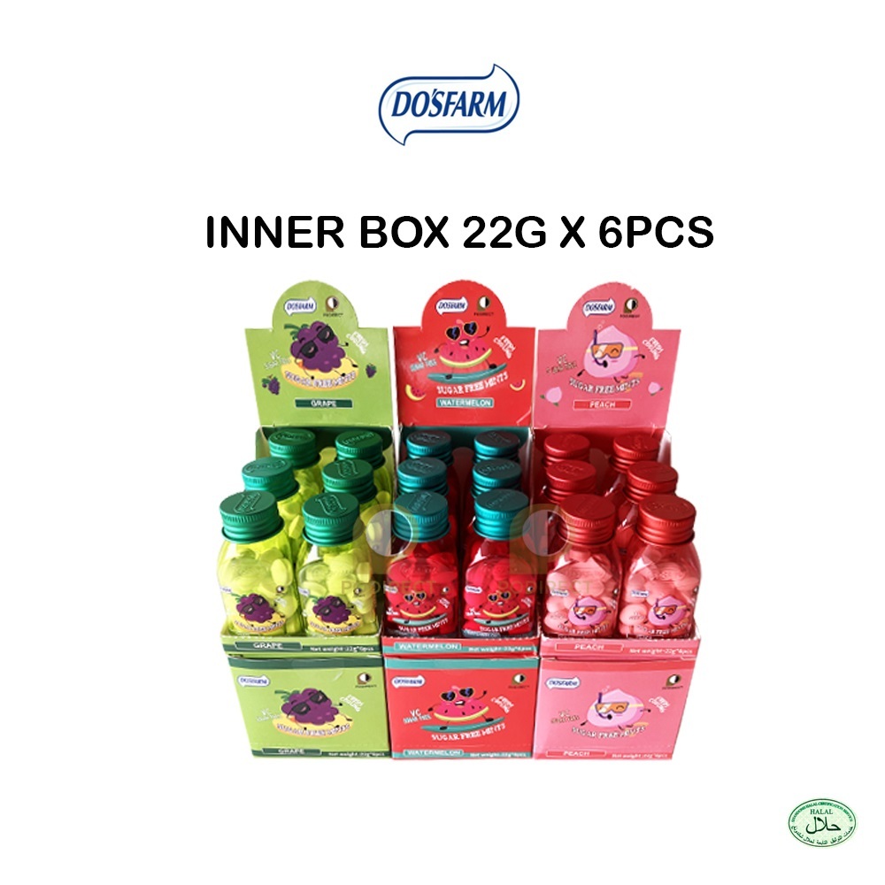[6 BOTTLES] DOSFARM SUGAR FREE COOLING MINT VITAMIN C CANDY 22G ...