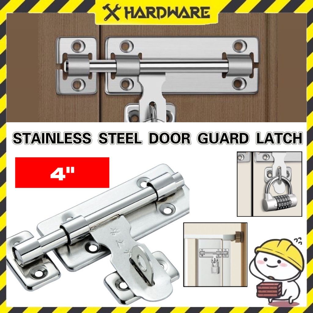 STAINLESS STEEL BARREL DOOR BOLT LOCK LATCH WITH PAD LOCK CLASP SELAK ...