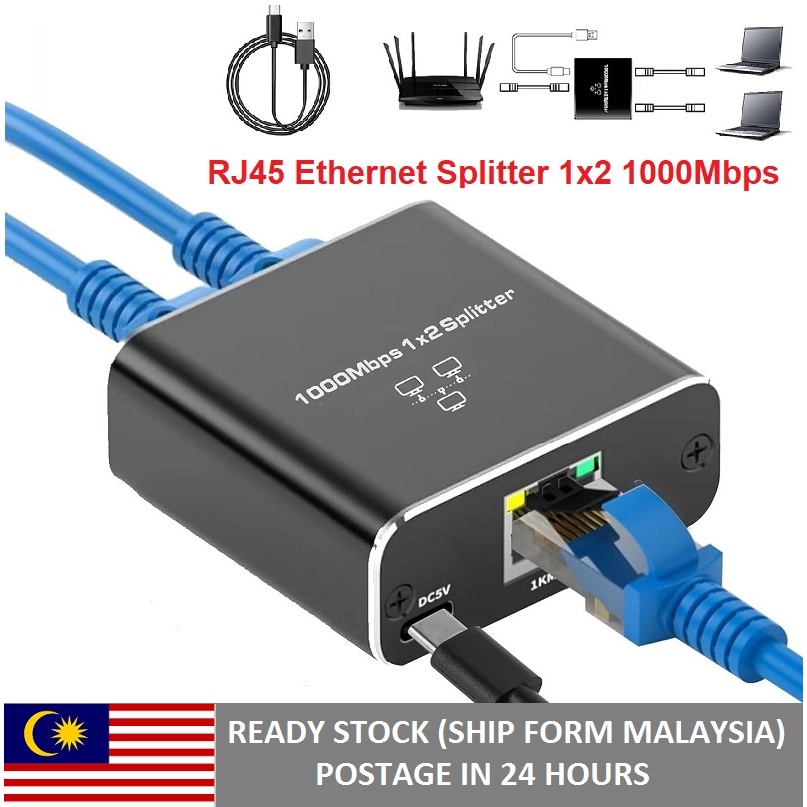 RJ45 Ethernet Splitter 1 to 2 High Speed 1000Mbps Gigabit Ethernet ...