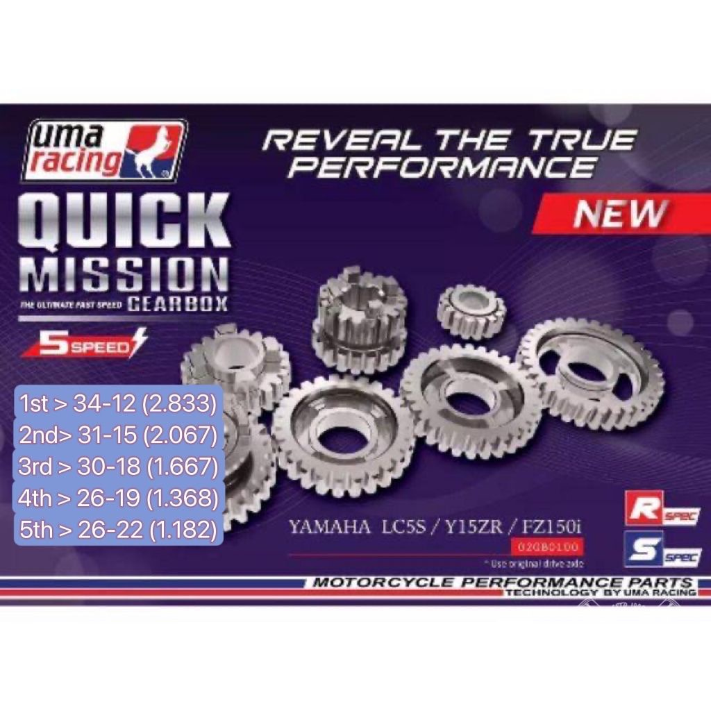 UMA RACING 5 SPEED GEAR BOX Y15 / LC135 5S / FZ150I | Shopee Malaysia