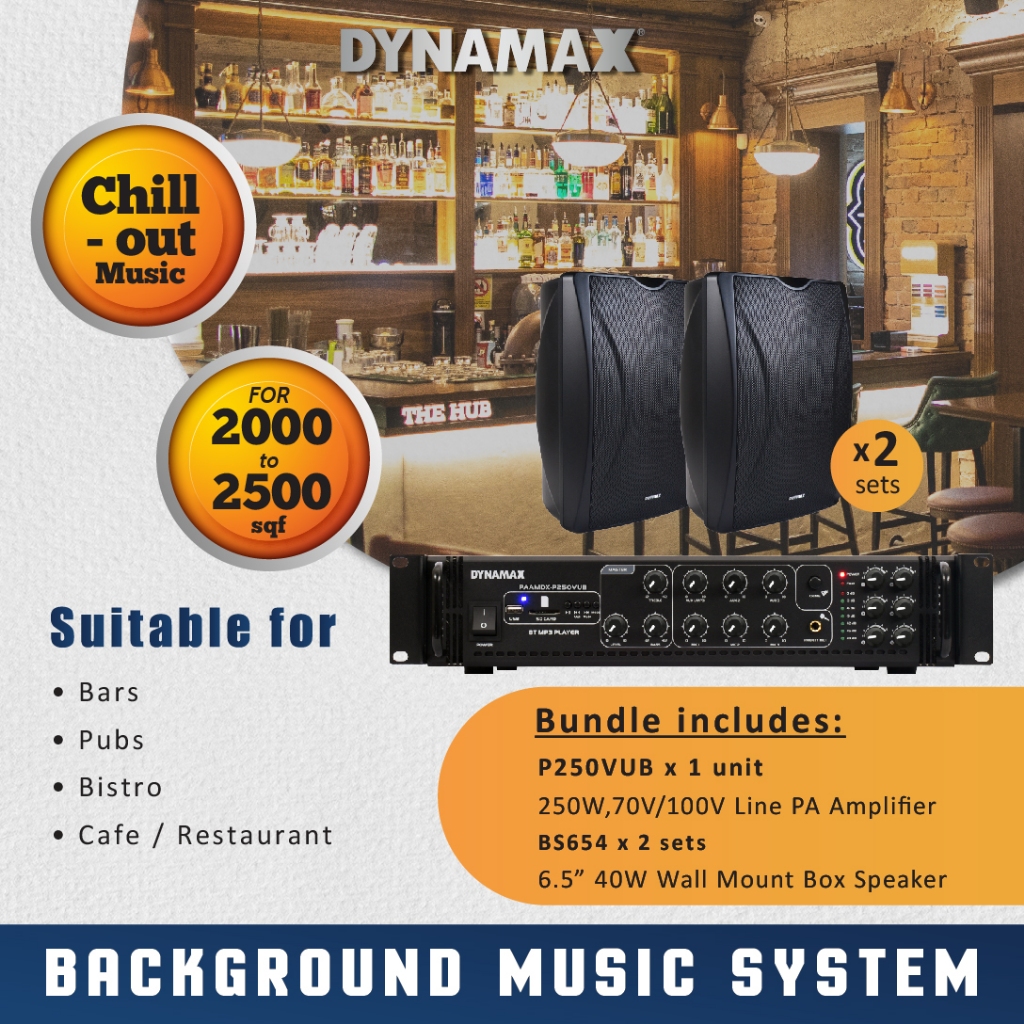 DYNAMAX Background Music System For Cafe, Restaurant, DYNAMAX P250VUB ...