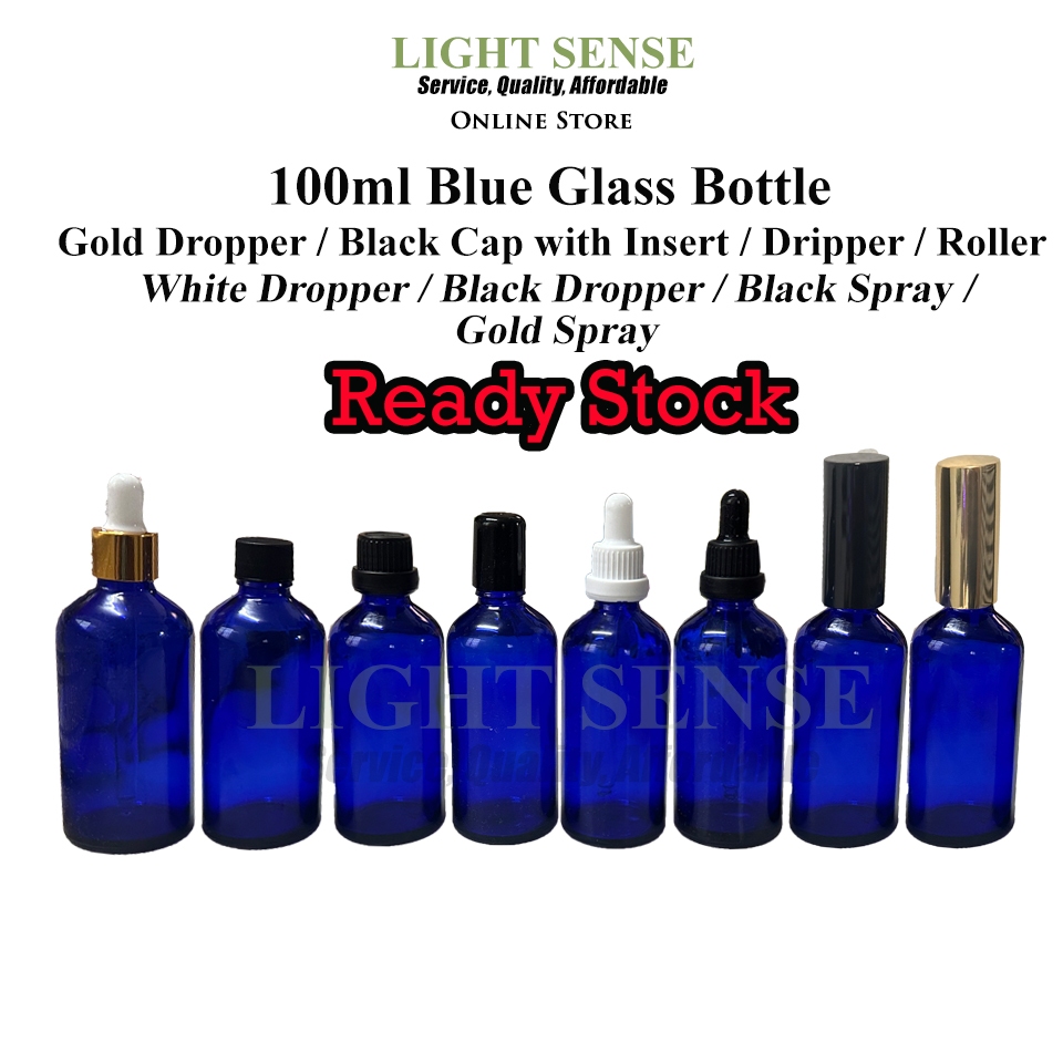100ml Blue Glass Bottle / Spray Glass Bottle / Roller / Dripper ...