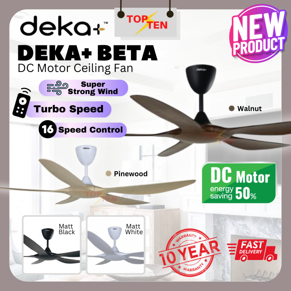 DEKA BETA 56inches 5 Blades 16 Speed TURBO with Remote Control DC ...