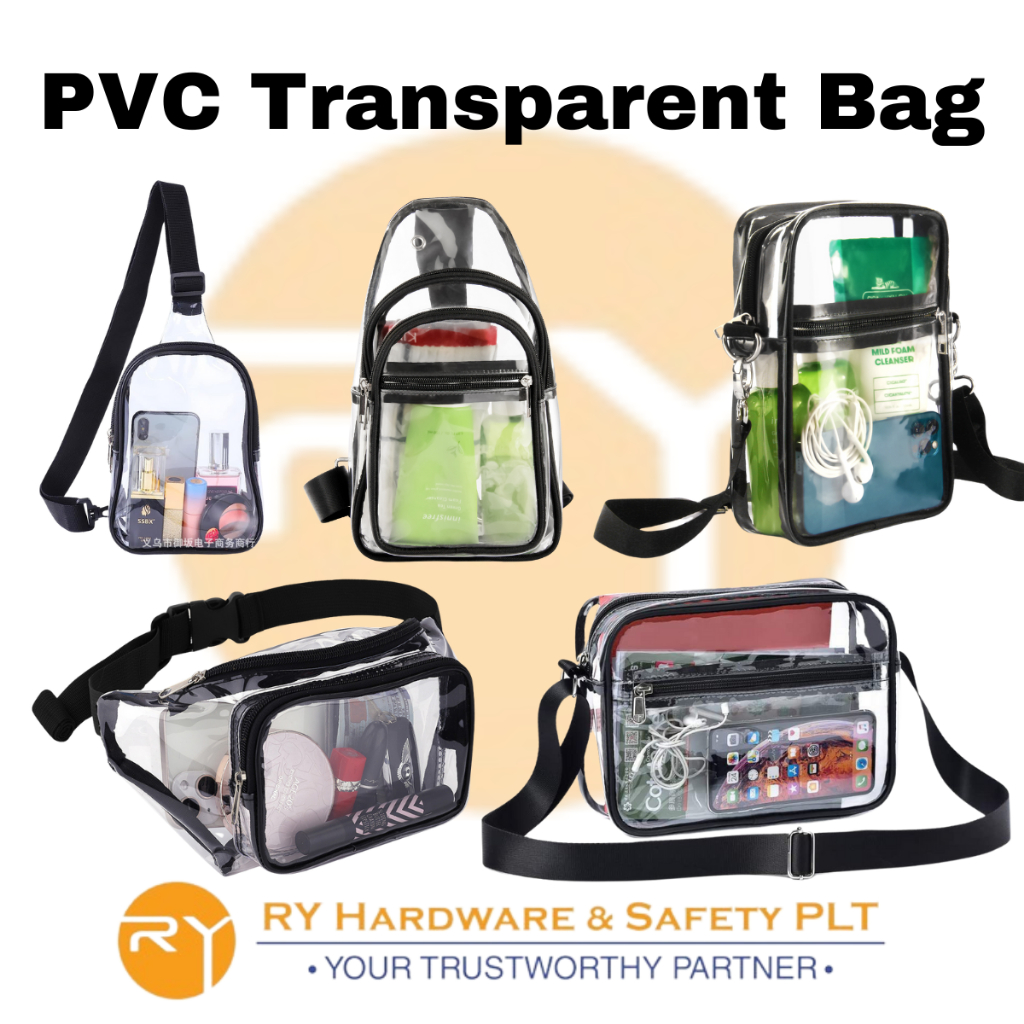 Black PVC Clear Transparent Waterproof Pouch Bag / Sling Bag /Crossbody ...