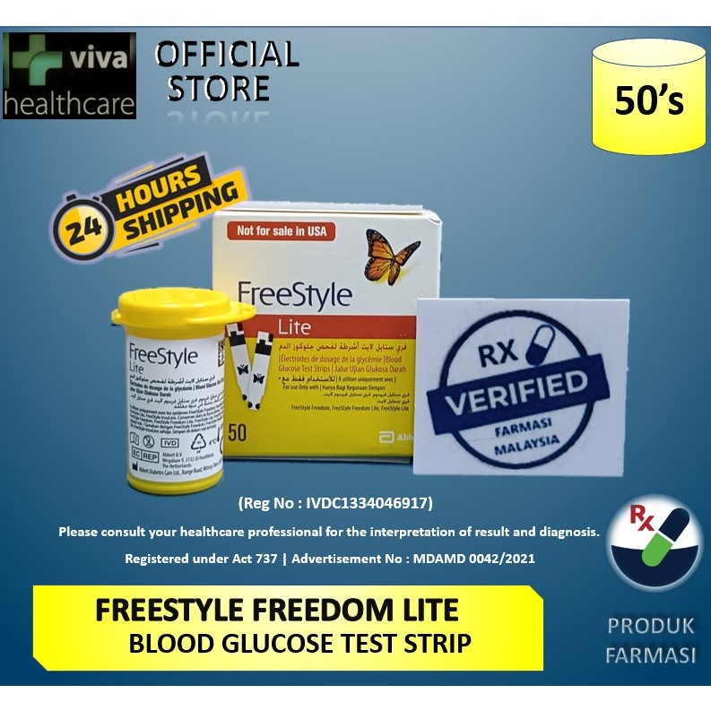 Abbott Freestyle Freedom Lite Glucose Test Strips 50s Free-style ...