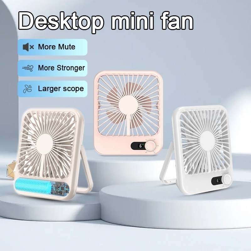 Portable Fan Mini Table Fan USB Rechargeable 5000 mAh Small Personal ...