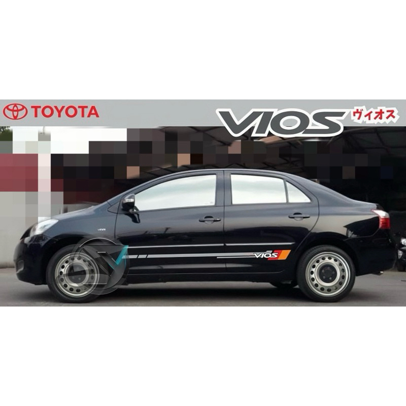 (Ready Stock) S1327# Toyota Vios Car Body Stripe vinyl Decal Sticker ...