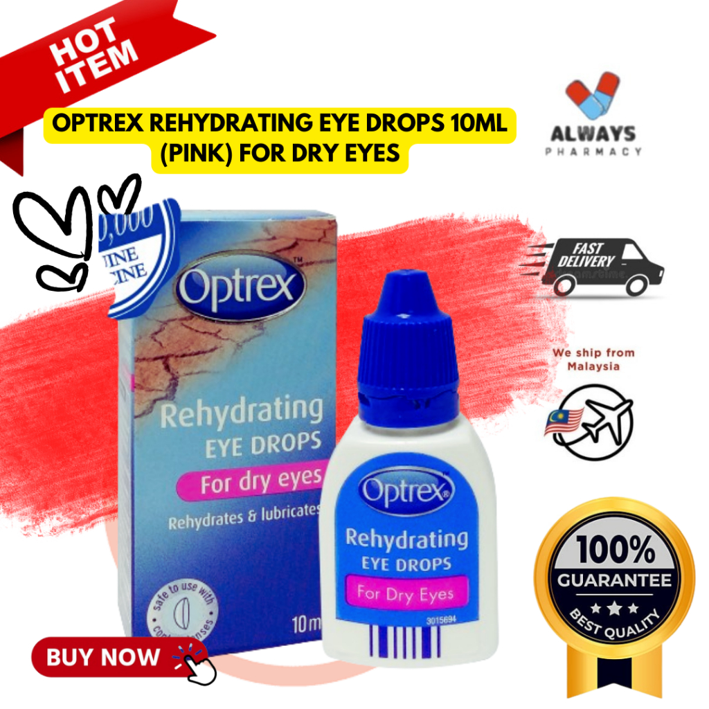 OPTREX REHYDRATING EYE DROPS 10ML (PINK) FOR DRY EYES - MENGHIDRAT ...