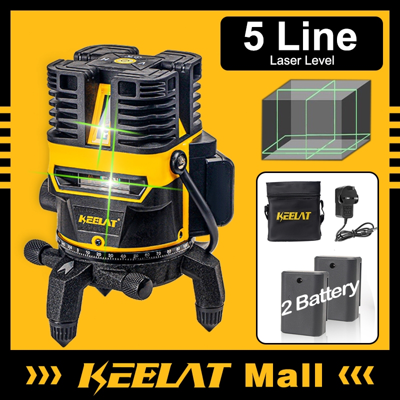 KEELAT 5 Lines 6 Point Adjustable Laser Level 360° Rotary Cross Self ...