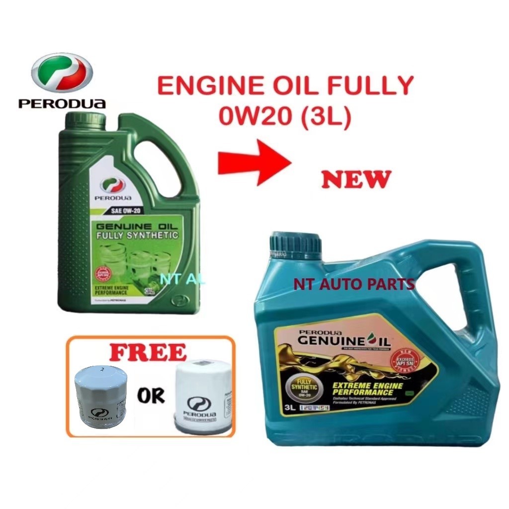 Perodua engine oil 0w20 0w-20 Fully Synthetic (3L) + Perodua Oil Filter ...