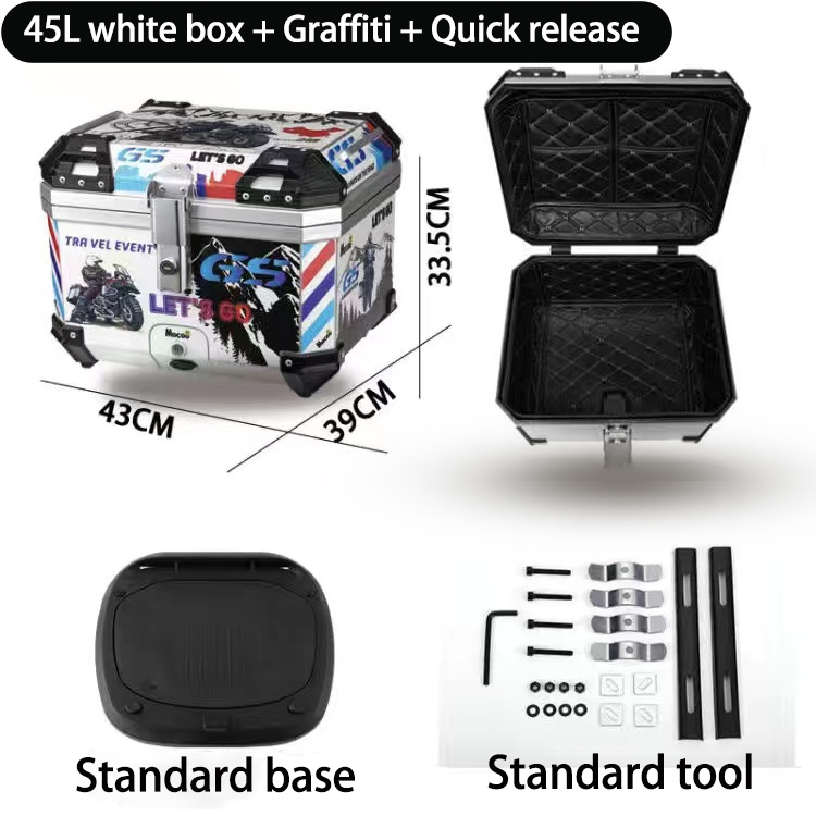 45L Motorcycle Box Suitable for Top Box Aluminium Motorcycle trunk ...