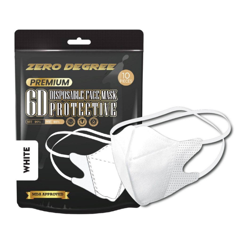 Zero Degree Duckbill Headloop 4ply 6D Face Mask - White (10Pcs ...