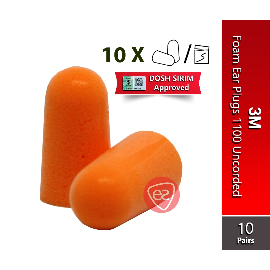3M Uncorded Soft Foam Ear Plugs 1100 (SNR 35 dB)(10 Pairs/ Bag) | Shopee Malaysia