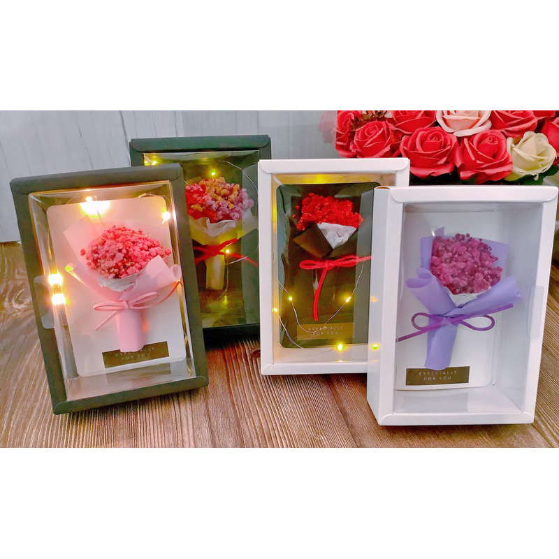 Set Hadiah Kad Bunga Mini | Lampu LED | Kotak Hadiah | Hadiah Hari Jadi ...