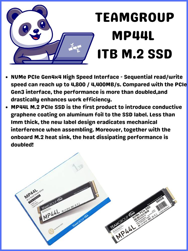 TEAMGROUP MP44L 1TB SLC Cache NVMe 1.4 PCIe Gen 4x4 M.2 2280 Laptop ...