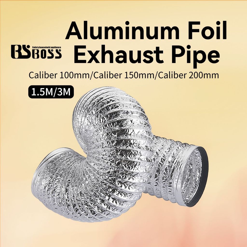 BSBOSS Aluminum Foil Tube Exhaust Pipe Ventilation (1M/1.5M x 100mm ...