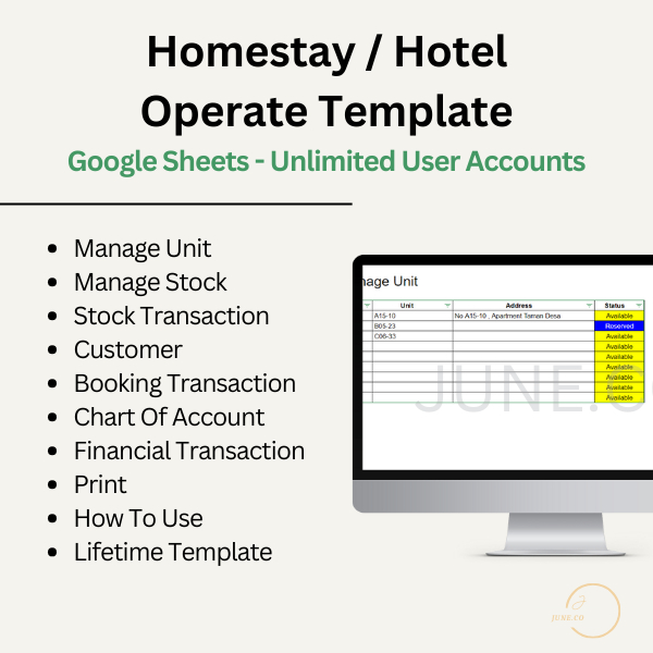 Homestay Hotel Operate Google Sheet Template Homestay Hotel ...