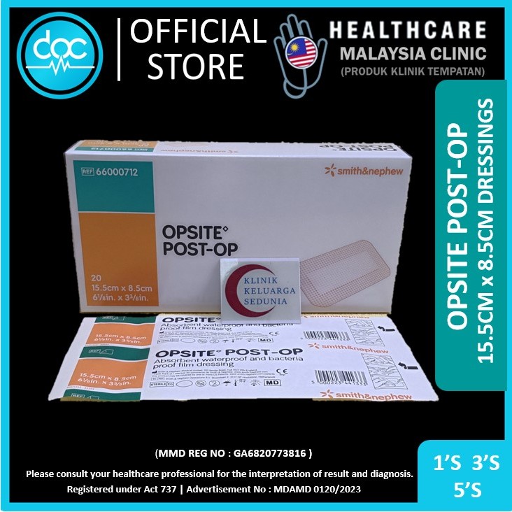 (Loose) Opsite Post-Op 15.5cm x 8.5cm 66000712 Smith & Nephew Adhensive ...